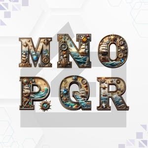 Marine Map Alphabet PNG: Ocean Wave Font, Nautical Letters (digital ...