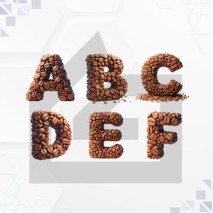 Coffee Bean Alphabet PNG: 3D Doodle Letters (digital File) - Etsy