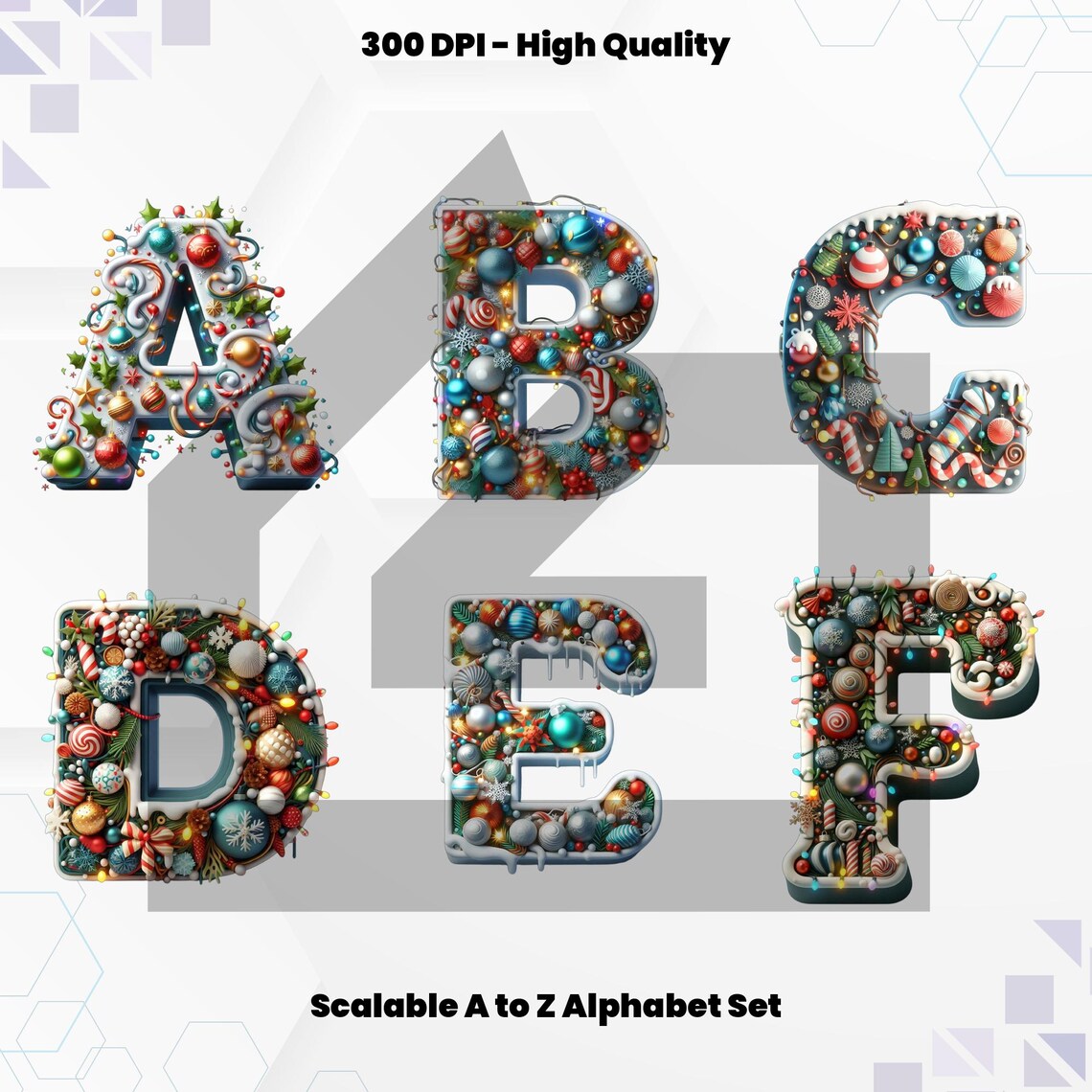 Christmas Printable Doodle Font Alphabet Numbers Set - Festive A-Z ...