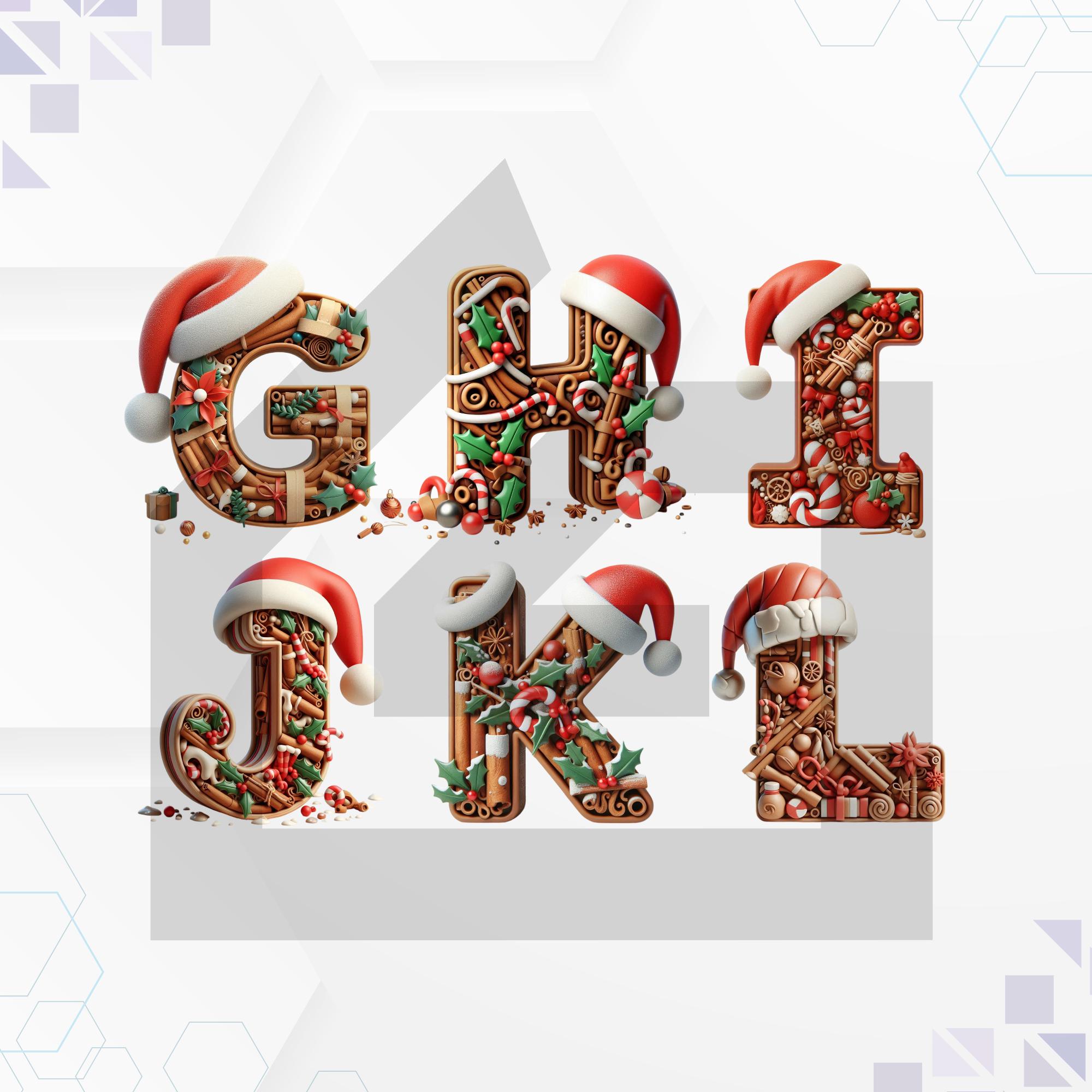 Christmas Cookie Alphabet: Santa Hat Doodle Letters PNG (digital ...