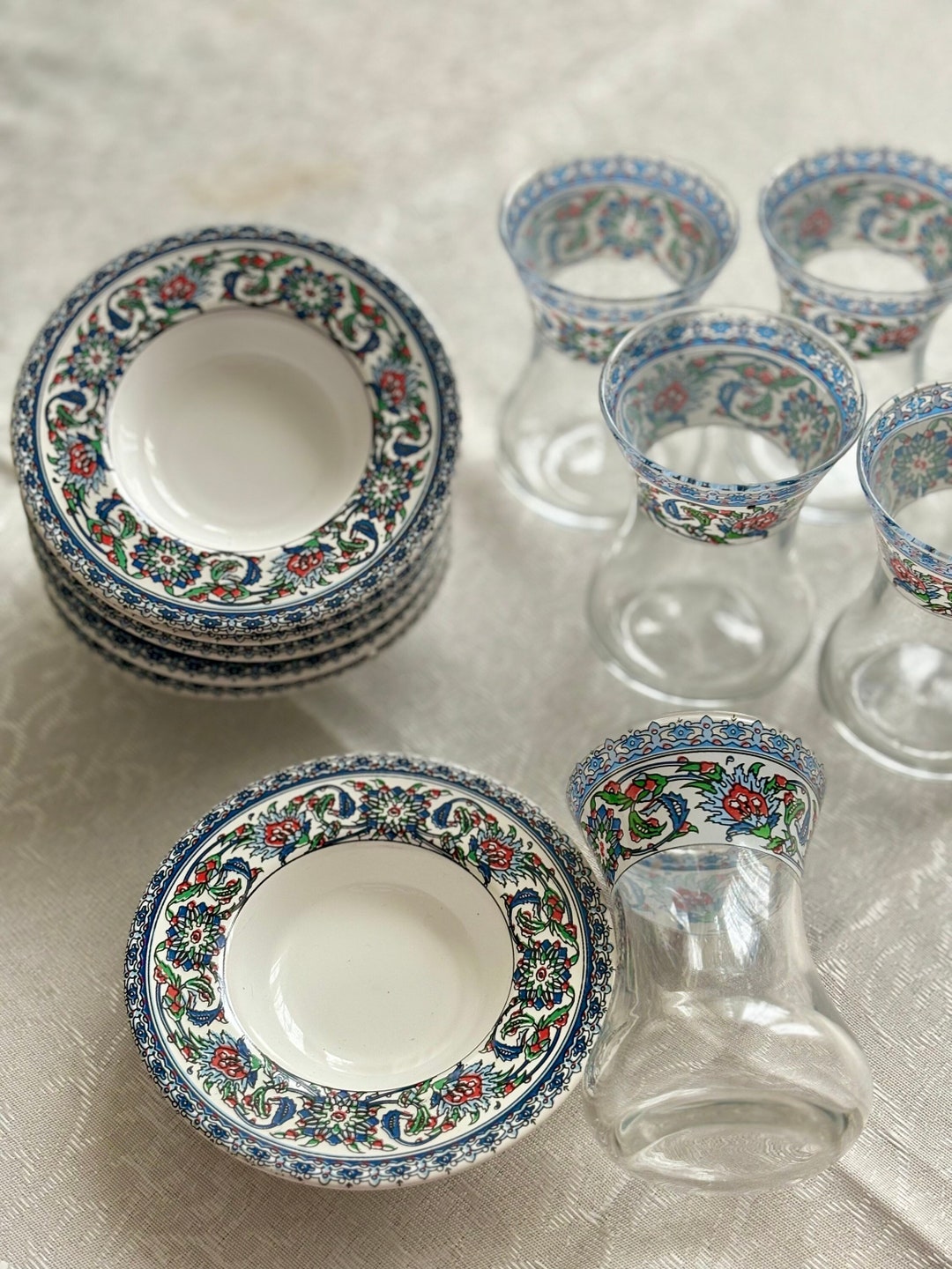 Handmade Turkish Tea Set, Turkish Tea Cups and Saucers, Tea Glasses and ...