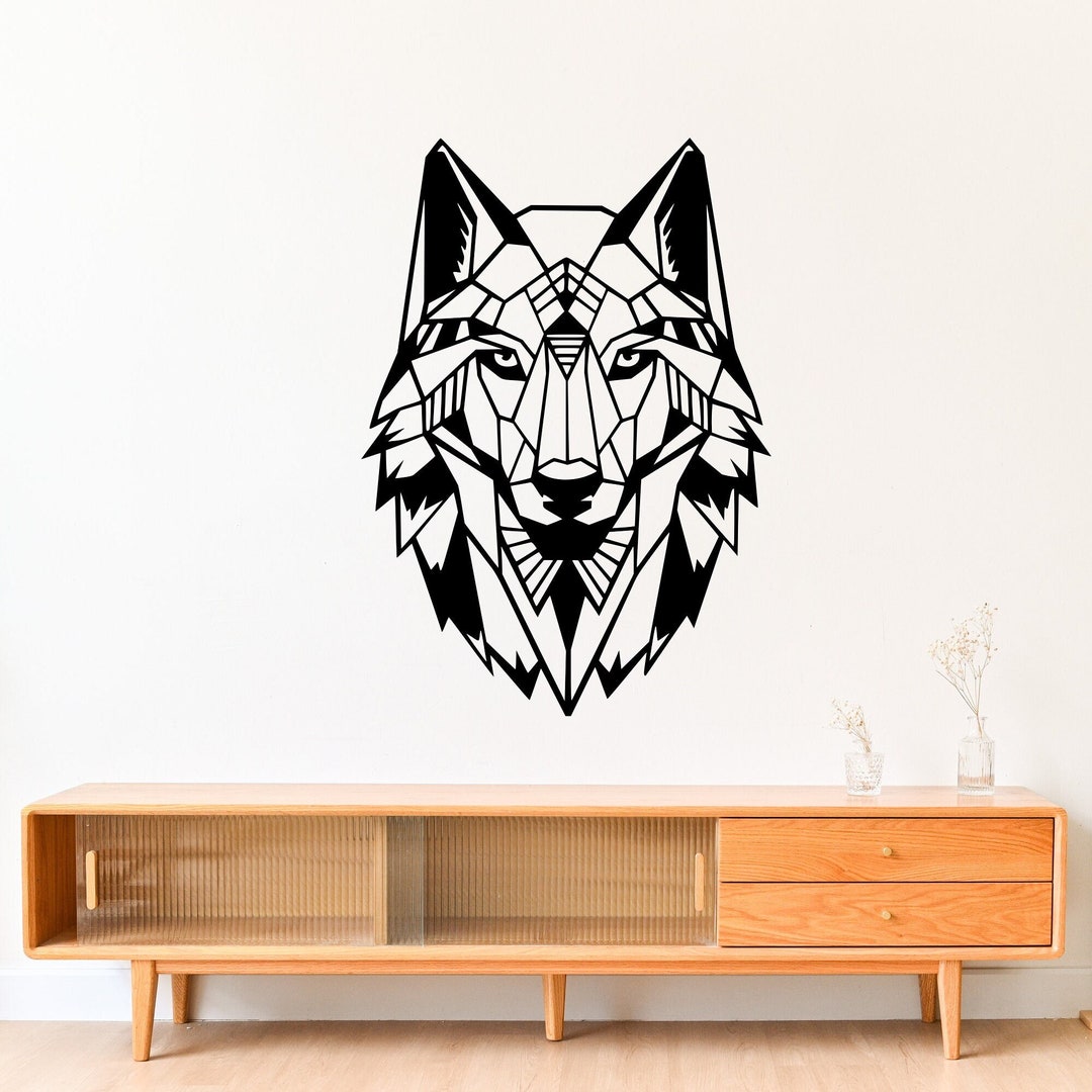 Geometric Wolf SVG Silhouette Wall Art Decor File for Laser Cutting ...