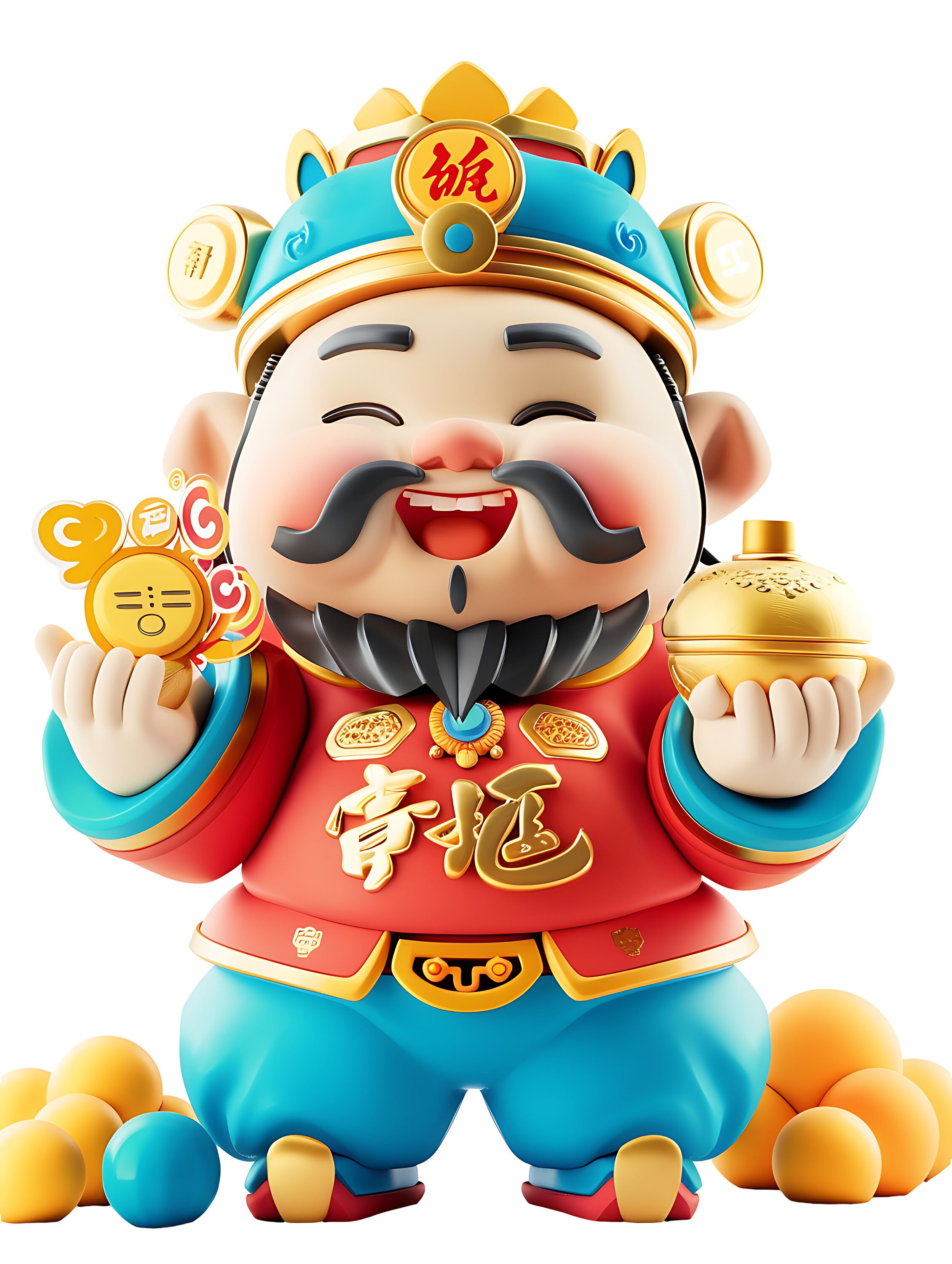 4 PNG Set Images of Chinese Lucky Gods Can Be Printed as Stickers and ...