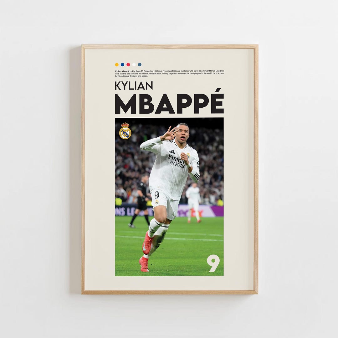 Kylian Mbappe Poster, Real Madrid Poster, Kylian Mbappe Print Art ...