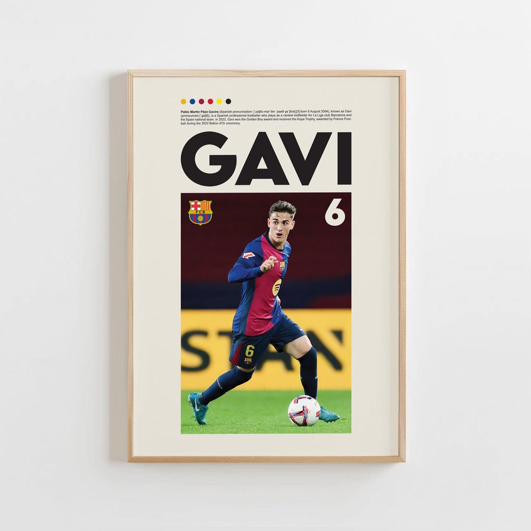 Gavi Poster, Barcelona Poster, Gavi Print Art, Football Poster, Soccer ...