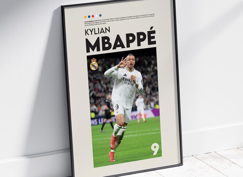 Kylian Mbappe Poster, Real Madrid Poster, Kylian Mbappe Print Art ...