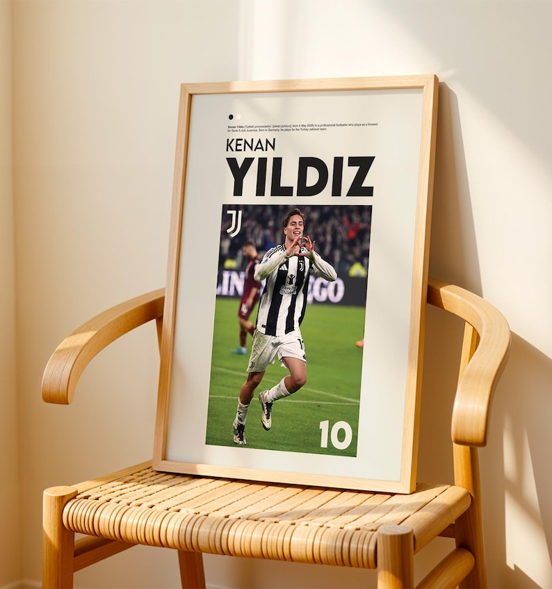 Kenan Yildiz Poster, Juventus Poster, Kenan Yildiz Print Art, Football ...