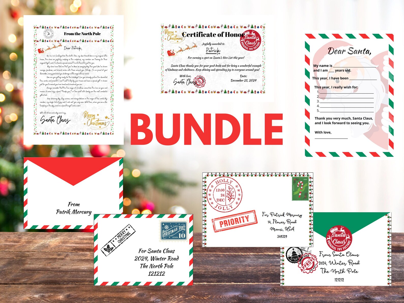 Santa Letter Editable Bundle: Letter to Santa, Letter From Santa, Nice ...
