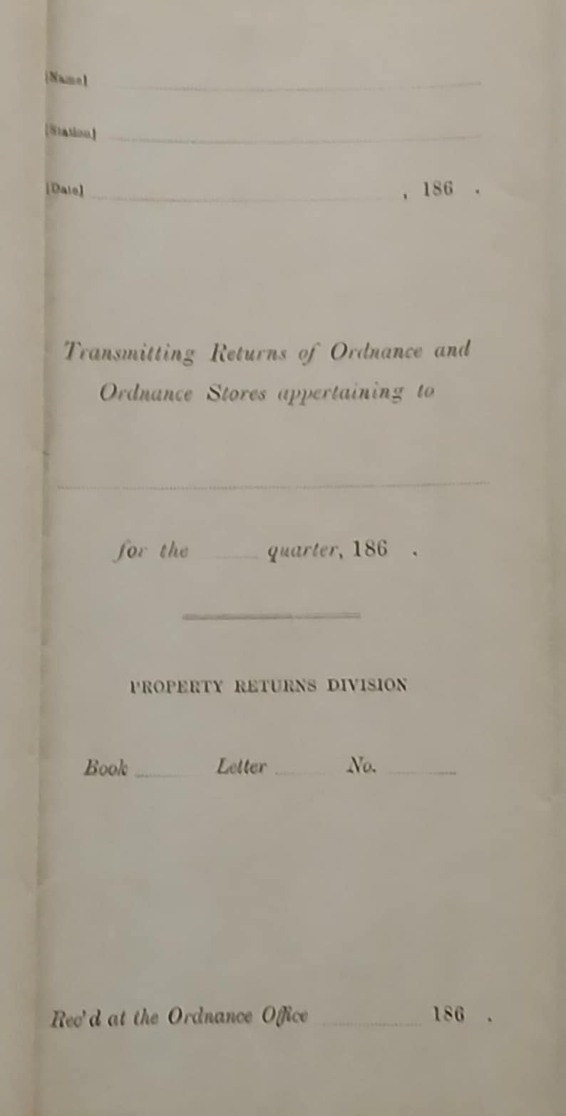 1863 Civil War Blank Union Ordnance Return Form B.27 - Etsy