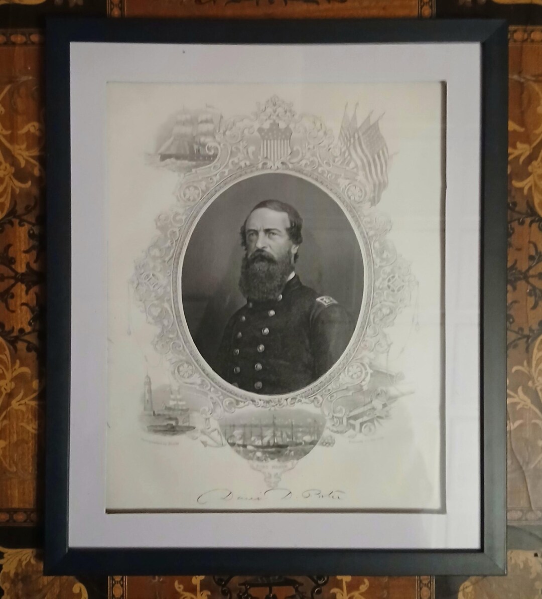 1865 Framed Civil War Portrait of Union Rear Admiral David Porter - Etsy