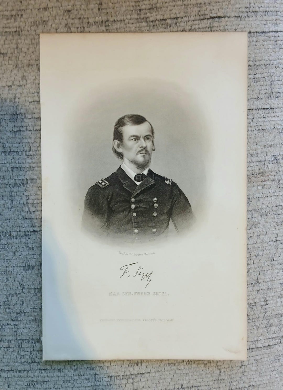 Civil War 1863 Portrait Print of Union Major General Franz Sigel ...