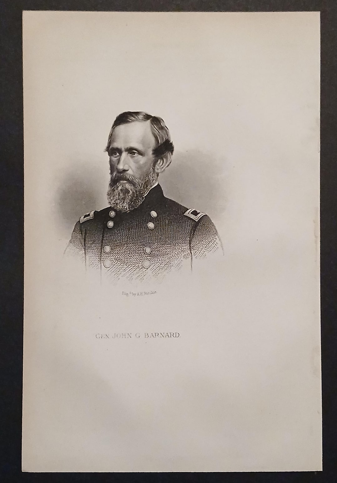 Civil War 1866 Engraved Portrait of Union General John G. Barnard by A ...