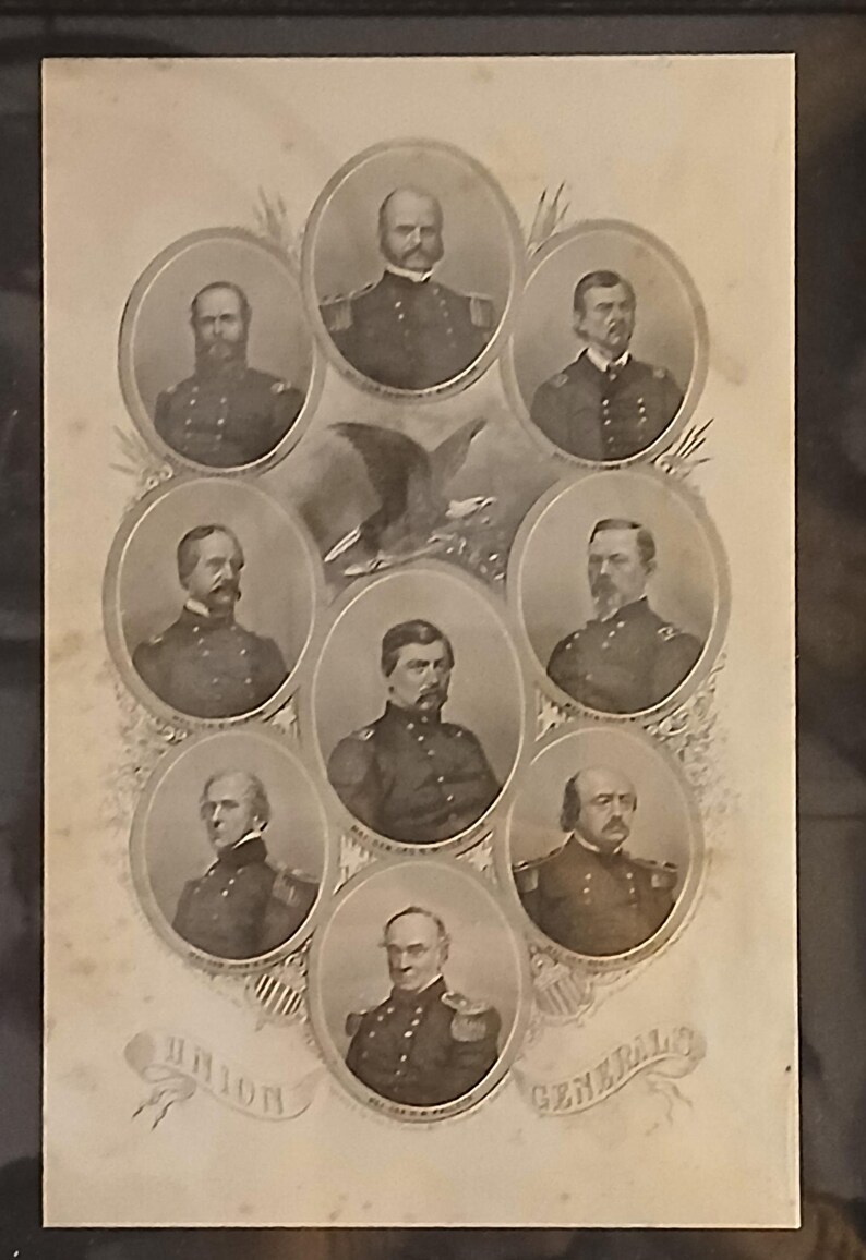 Framed 1863 Original Civil War Print of Union Generals Incl. Grant ...