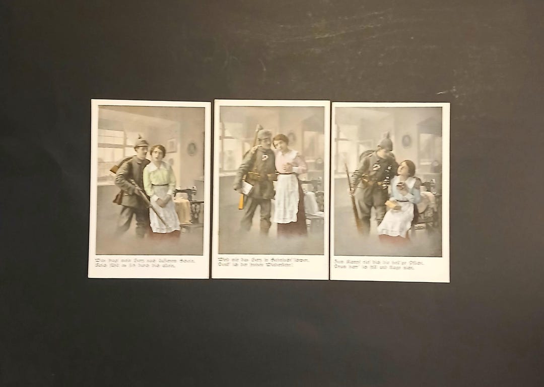 WWI 1916 Germany Set of 3 Used Postcards From Krieger Abschied Series ...