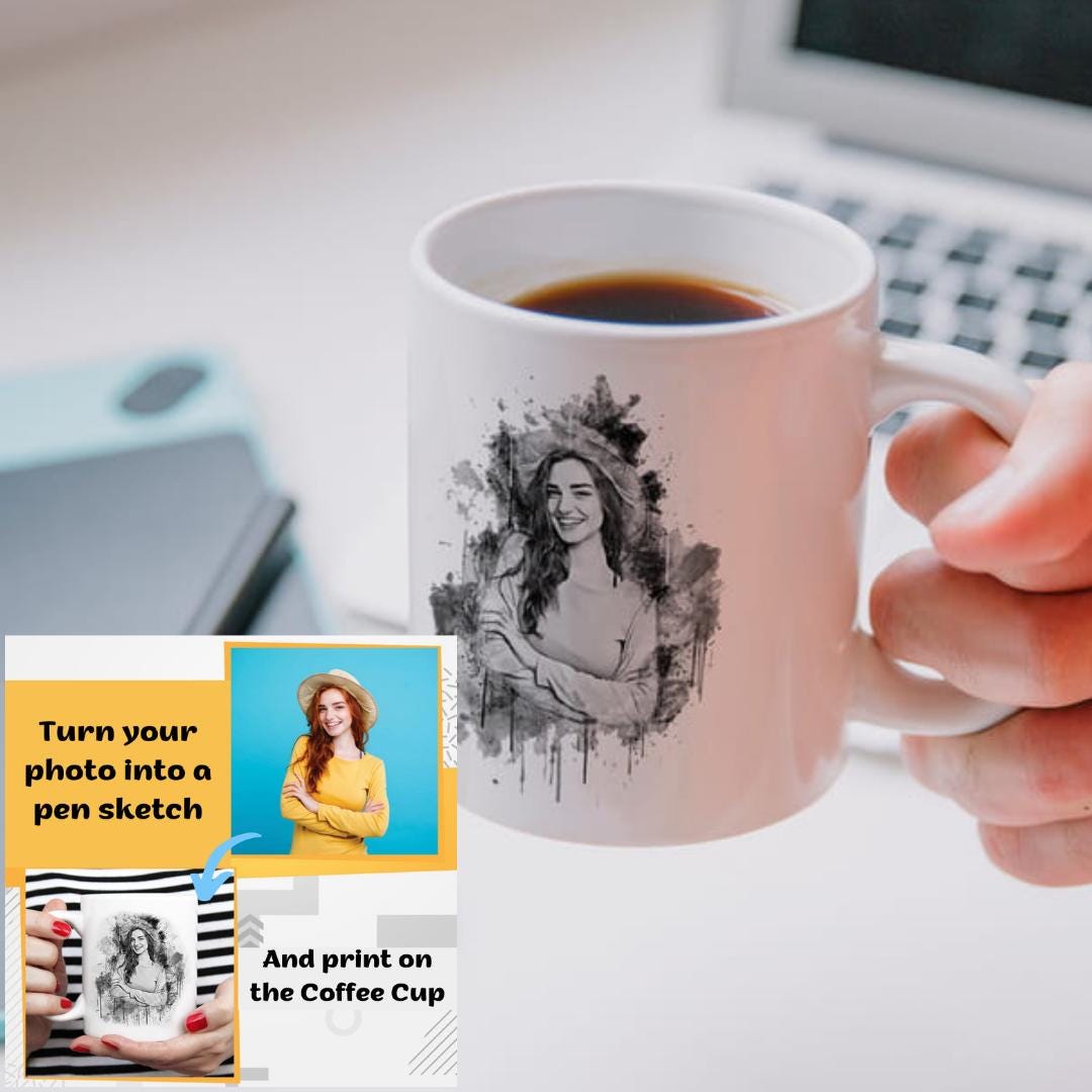Personalized Pencil Drawing Coffee Cup, Personalized Hot Mugs, Mugs ...