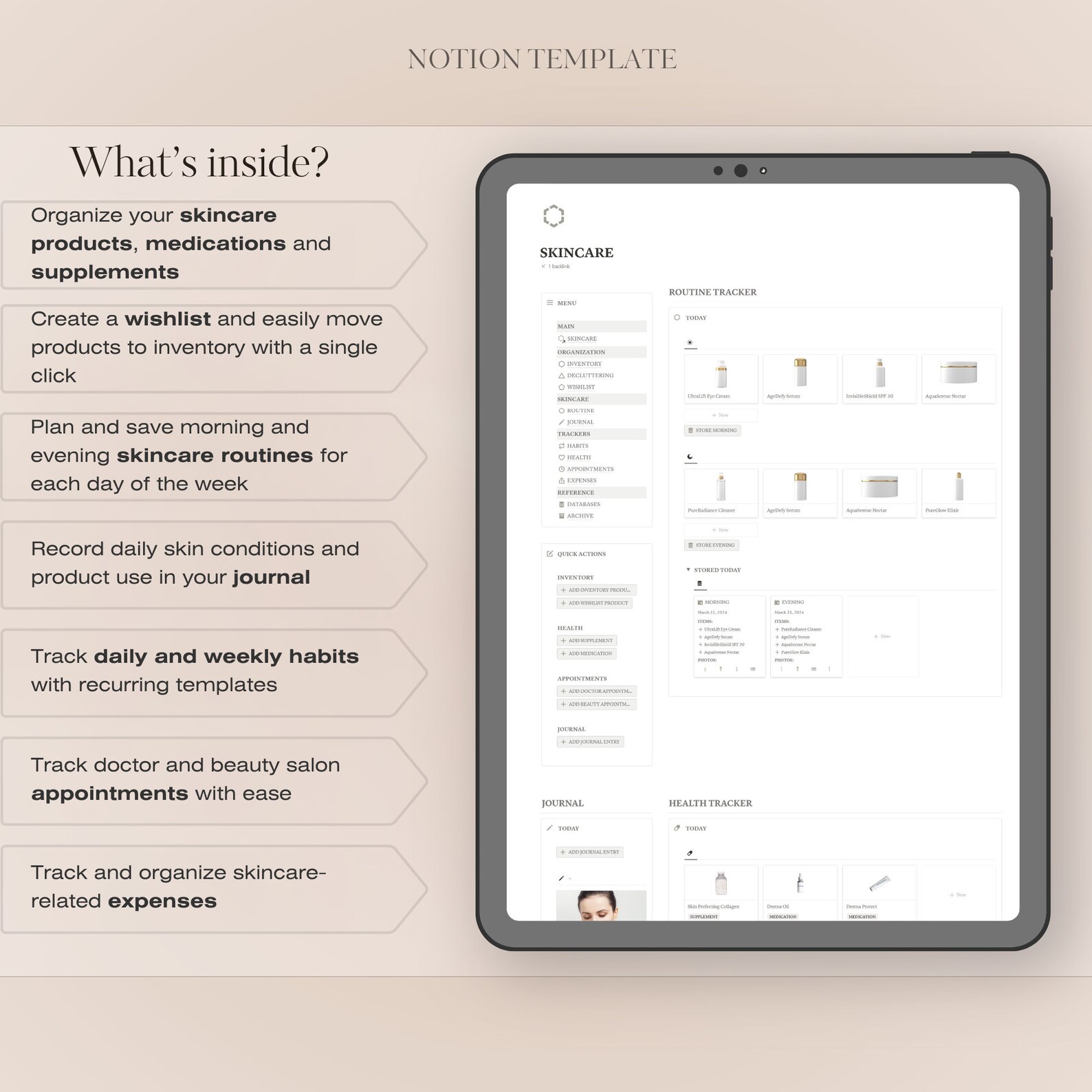Skincare Planner Notion Template, Skincare Routine Tracker, Digital ...