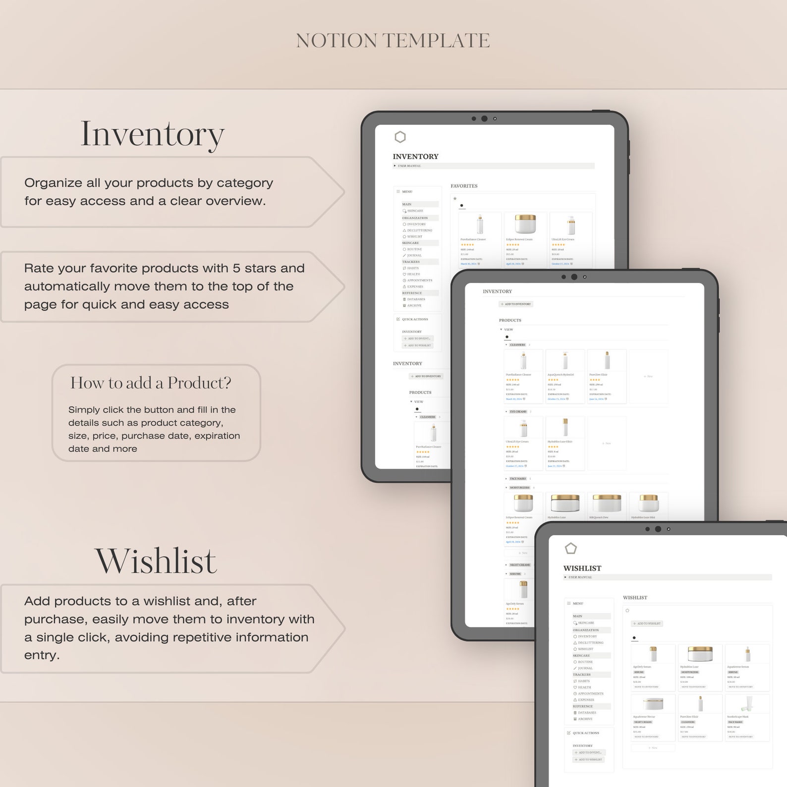 Skincare Planner Notion Template, Skincare Routine Tracker, Digital ...