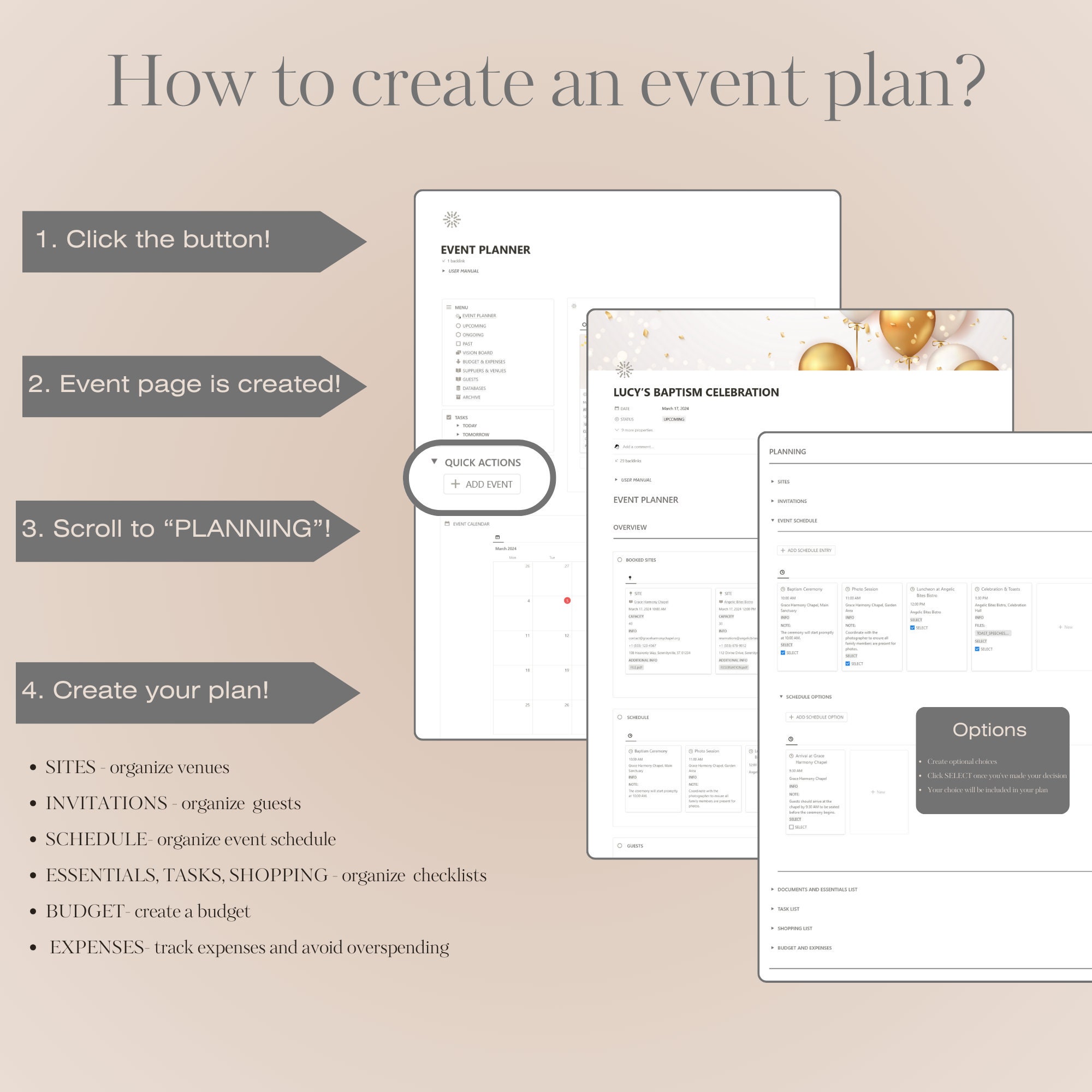 Notion Event Planner, Notion Event Organizer, Digital Event Planner ...