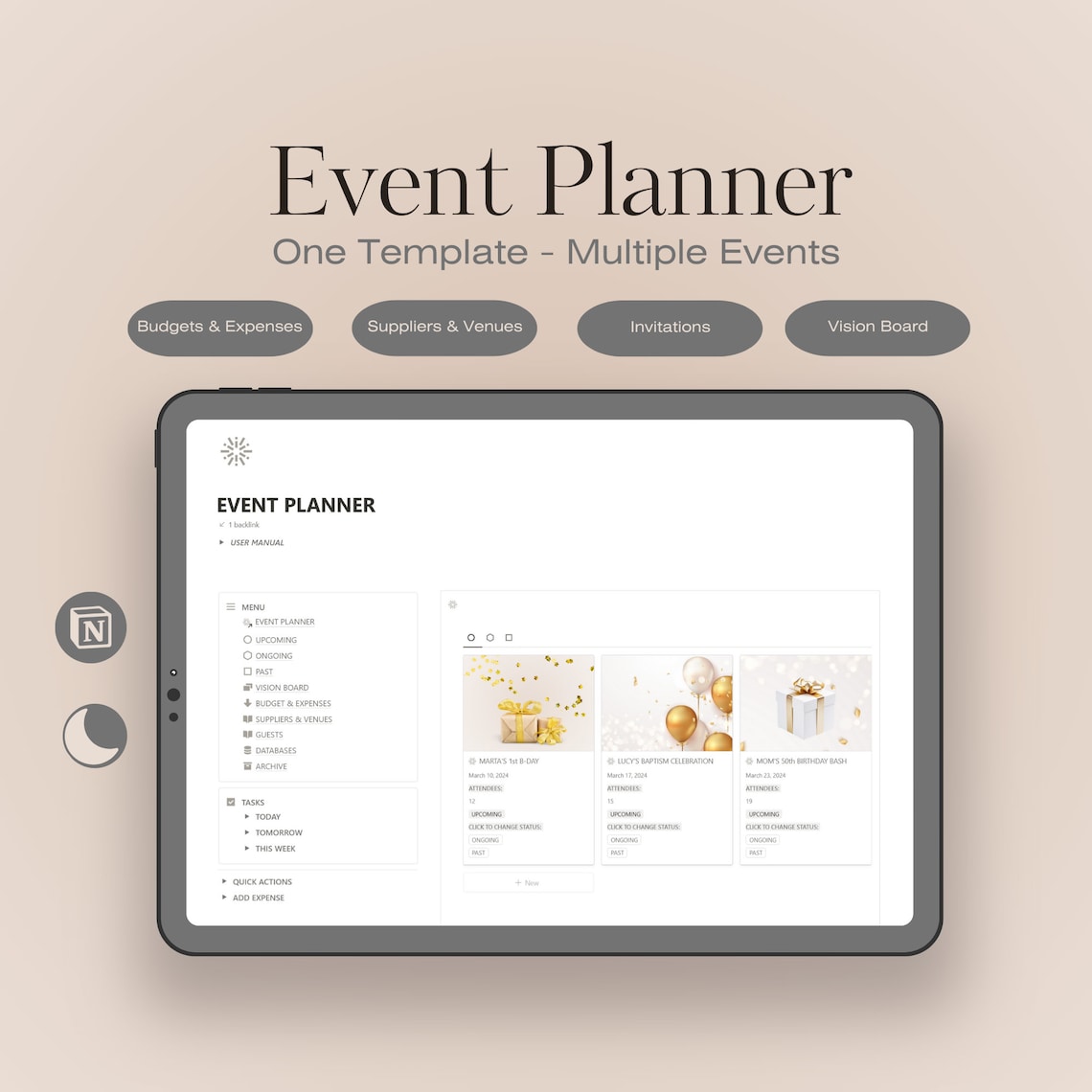 Notion Event Planner, Notion Event Organizer, Digital Event Planner ...