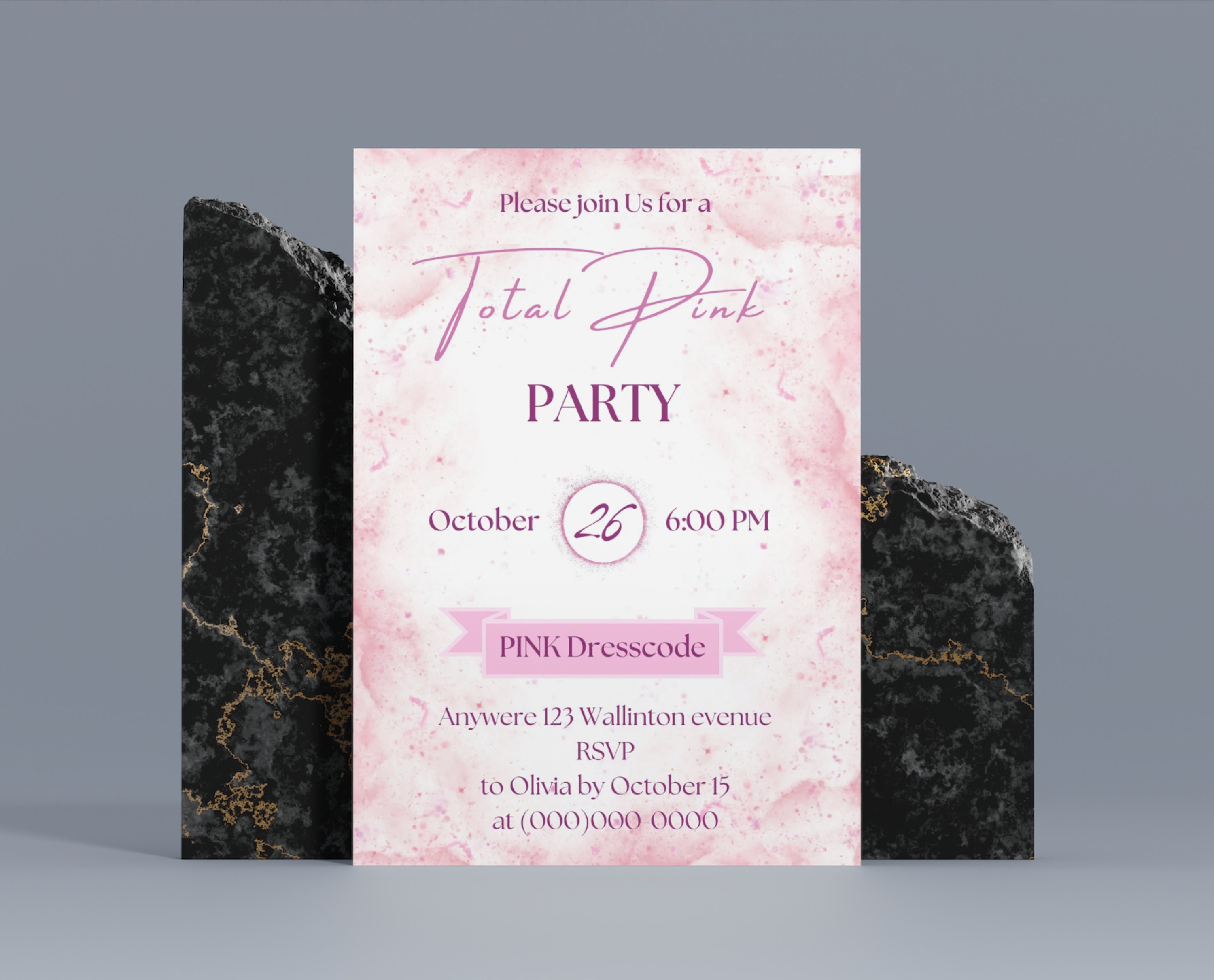 Editable Total Pink Party Invitation, Theme Party, Pink Dresscode ...