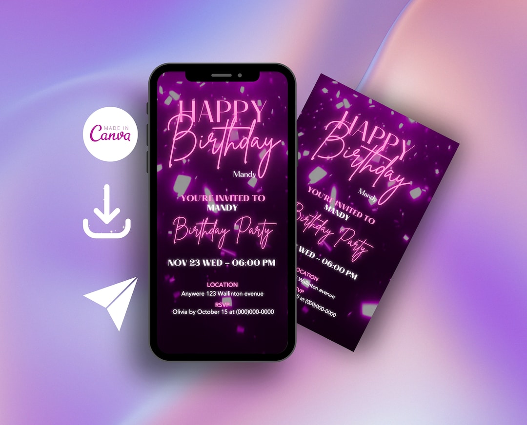 Editable Birthday Party Invitation, Birthday Celebration, Elegant ...
