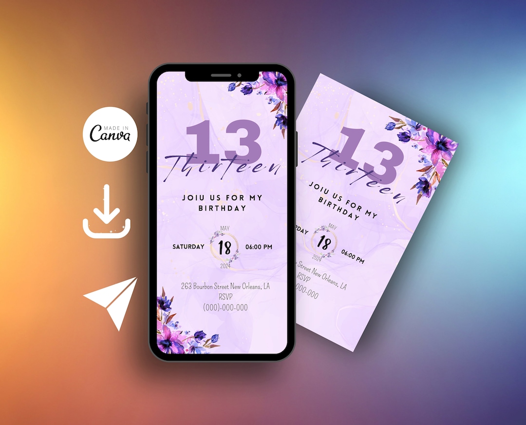 Editable Birthday Party Invitation, Birthday Celebration, Elegant ...