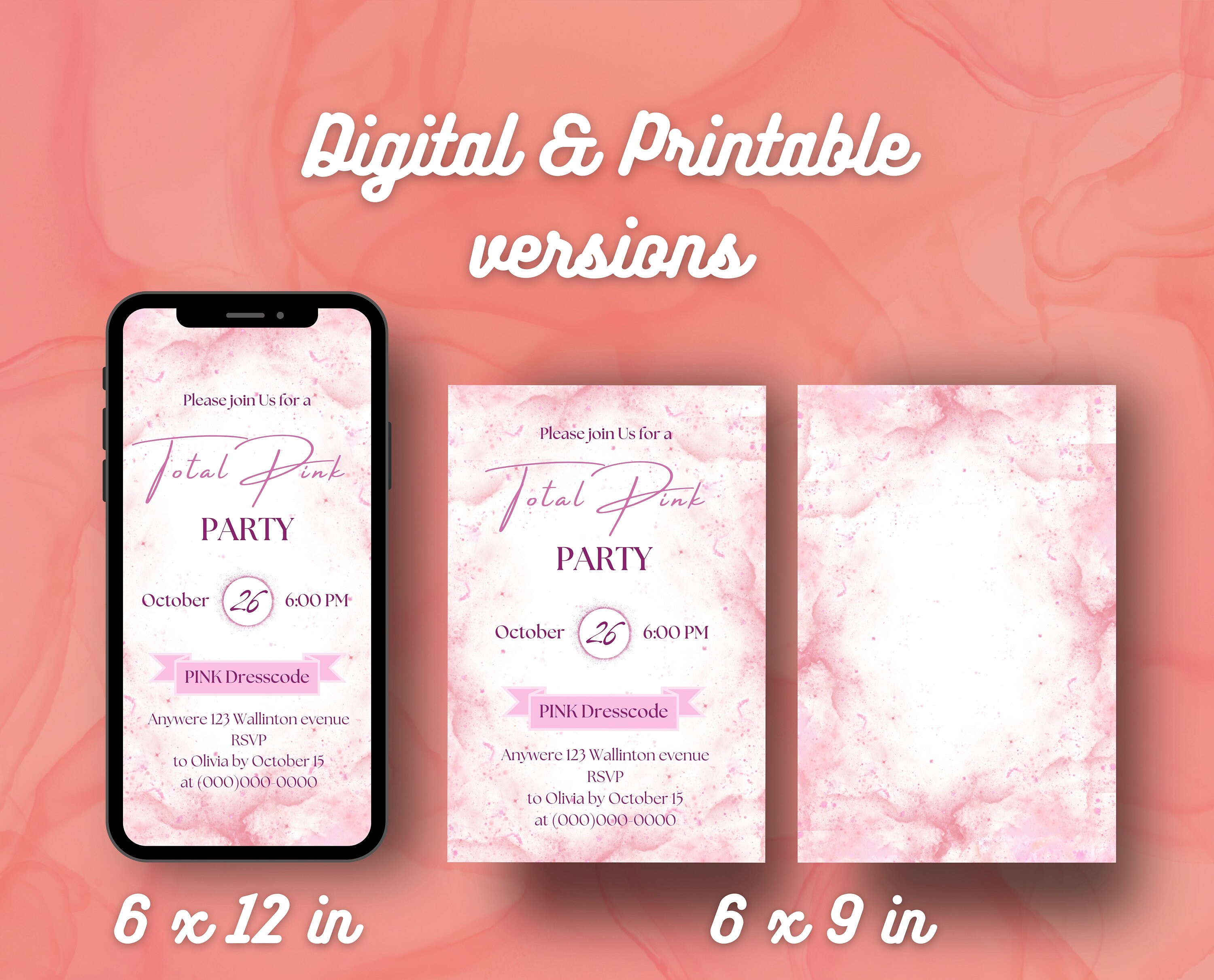 Editable Total Pink Party Invitation, Theme Party, Pink Dresscode ...