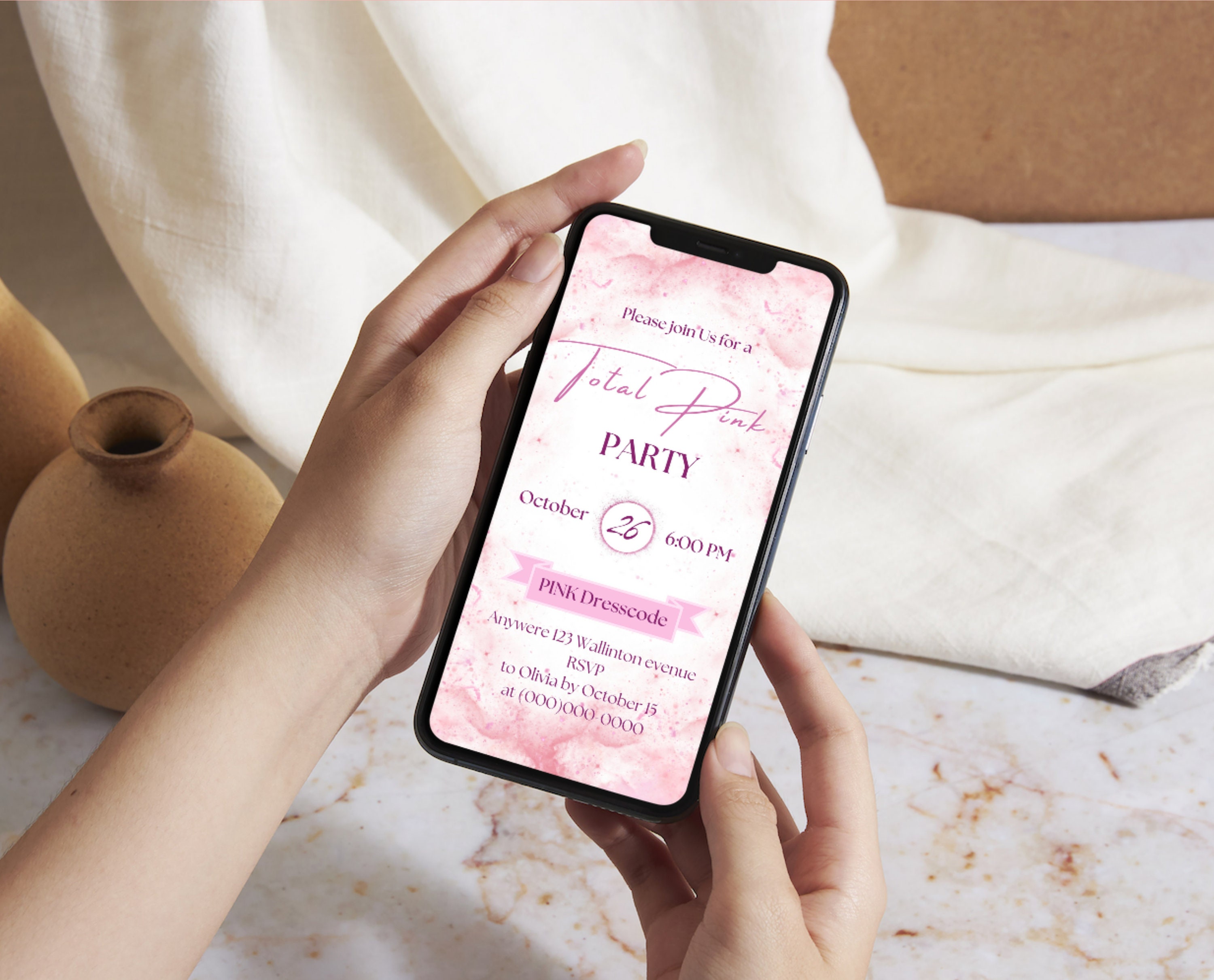 Editable Total Pink Party Invitation, Theme Party, Pink Dresscode ...