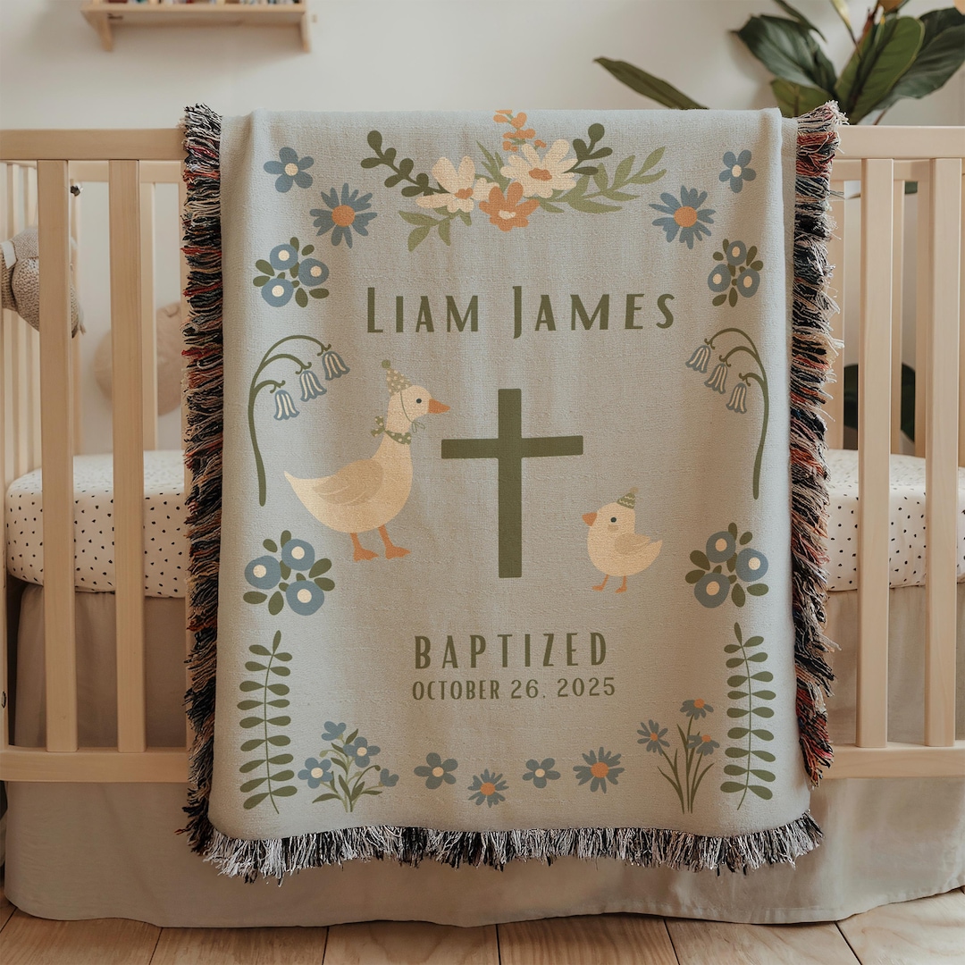 Personalized Baptism Baby Blanket, Boy Baptism Gift, Baptism Keepsake ...