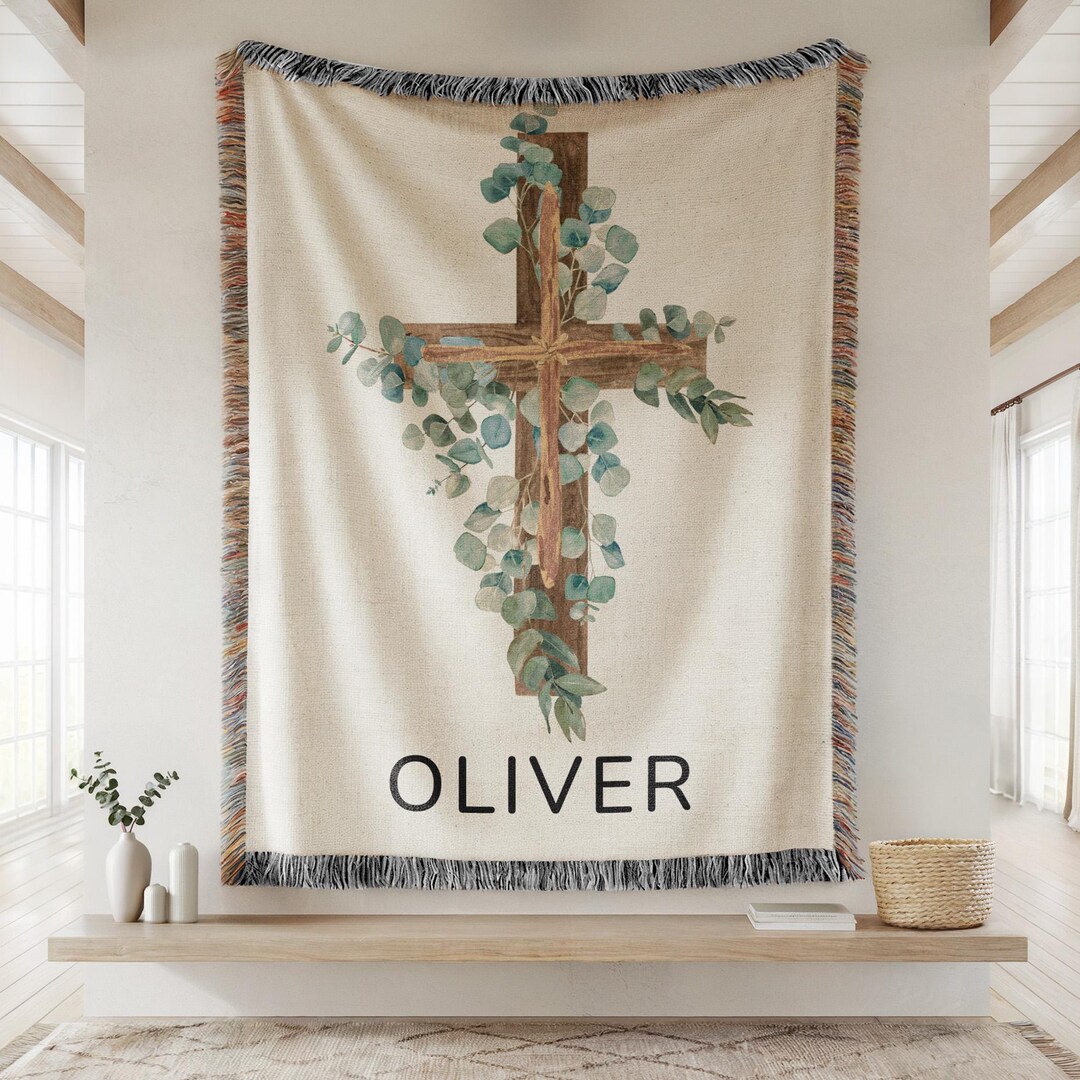 Personalized Baby Baptism Blanket With Cross Custom Baby Name & Date ...