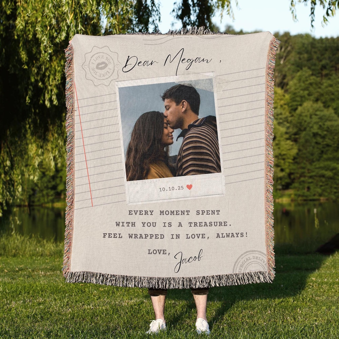 Custom Love Letter Blanket, Letter Blanket With Photo, Personalized ...