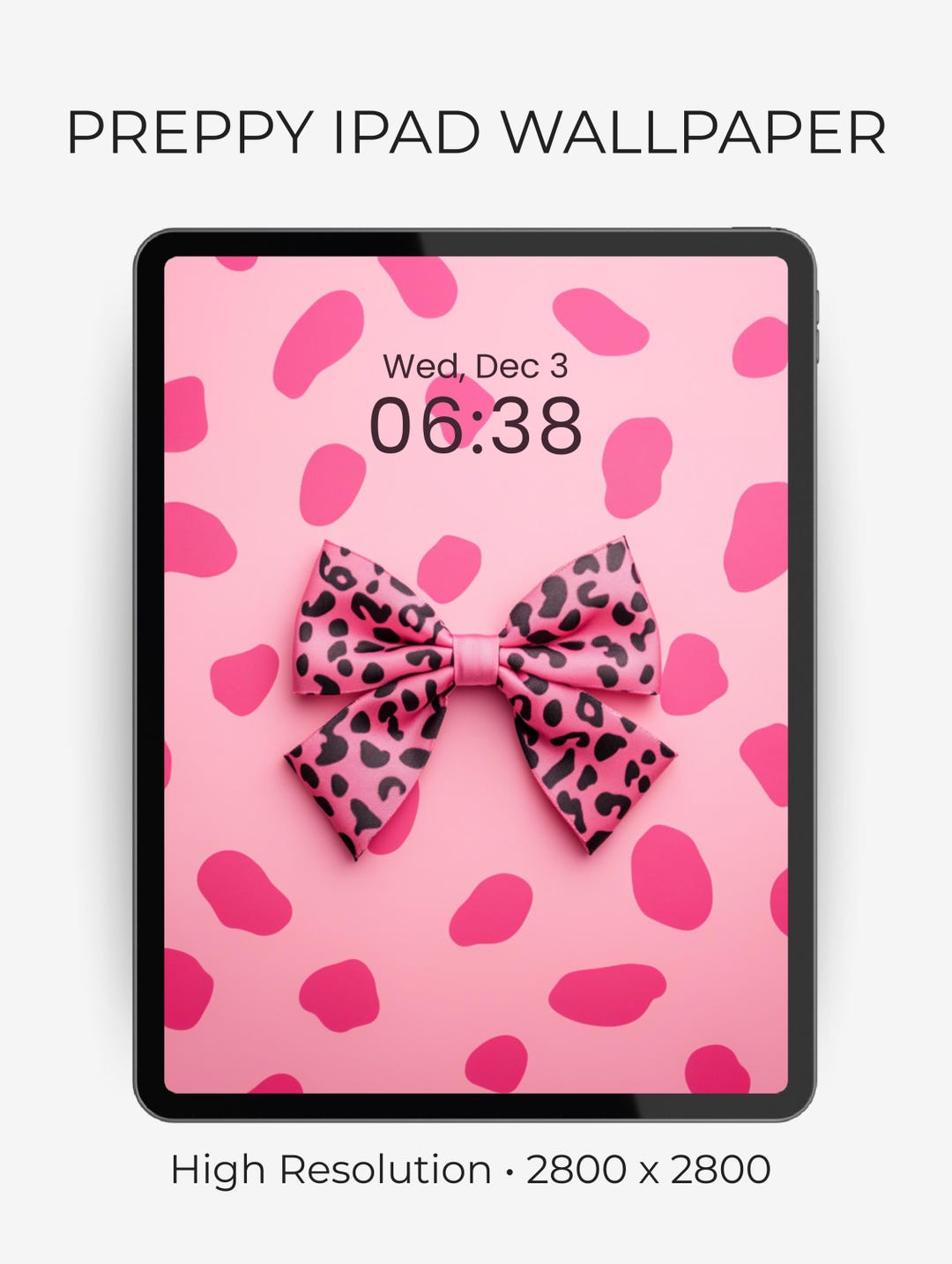 Preppy Leopard Bow iPad Wallpaper • Hot Pink Cheetah Print (digital ...
