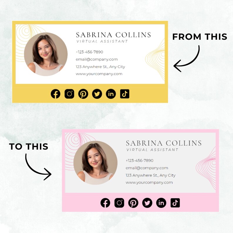 Modern Email Signature Template With Clickable Icons, Editable in Canva & Google Docs, Gmail ...