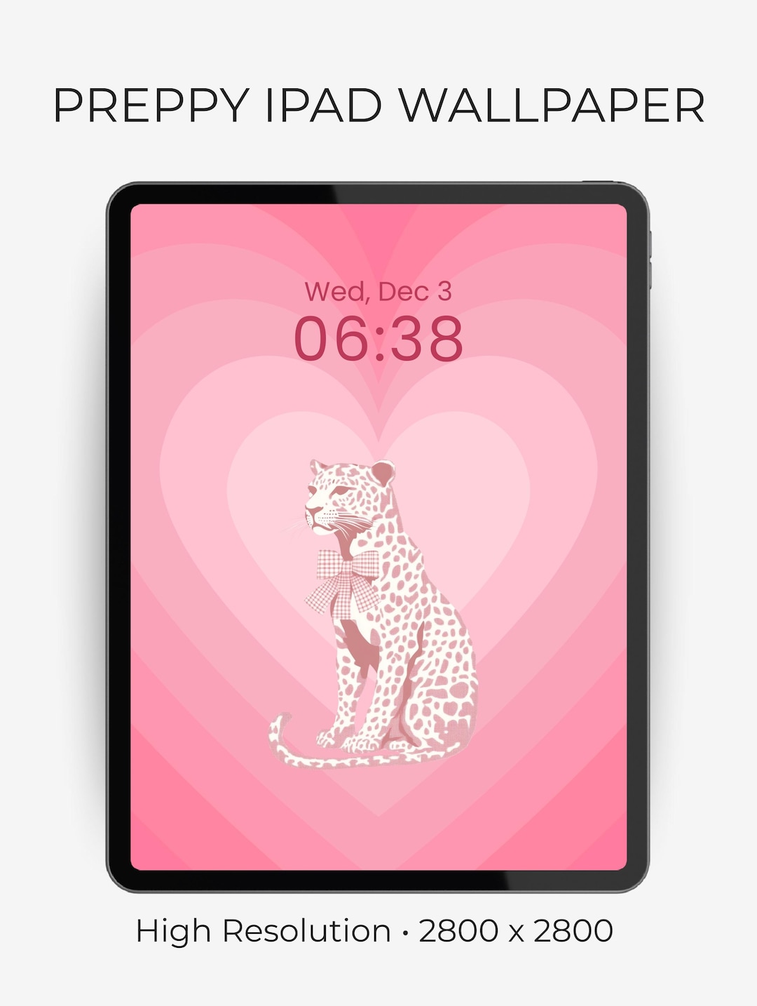 Preppy Pink Leopard iPad Wallpaper • Cute Heart Aesthetic Background ...