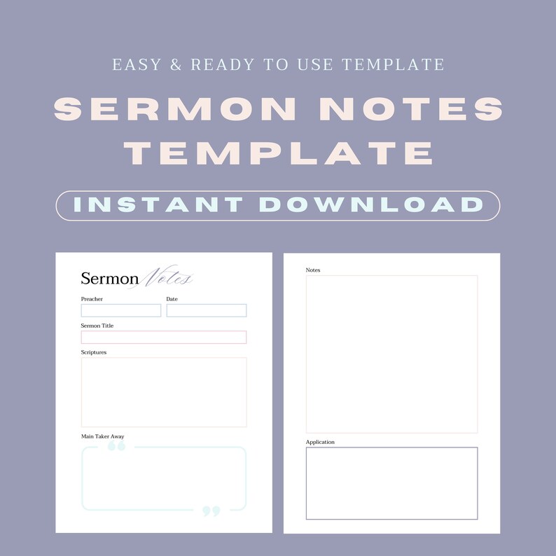 Printable Sermon Note - Etsy