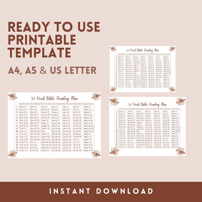 52-week Bible Reading Plan Printable | Weekly Guided Scripture Study ...