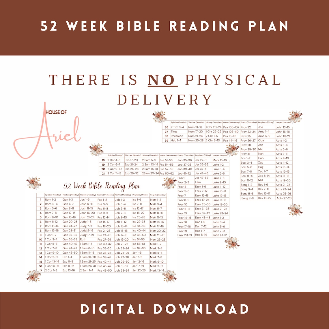 52-week Bible Reading Plan Printable | Weekly Guided Scripture Study ...