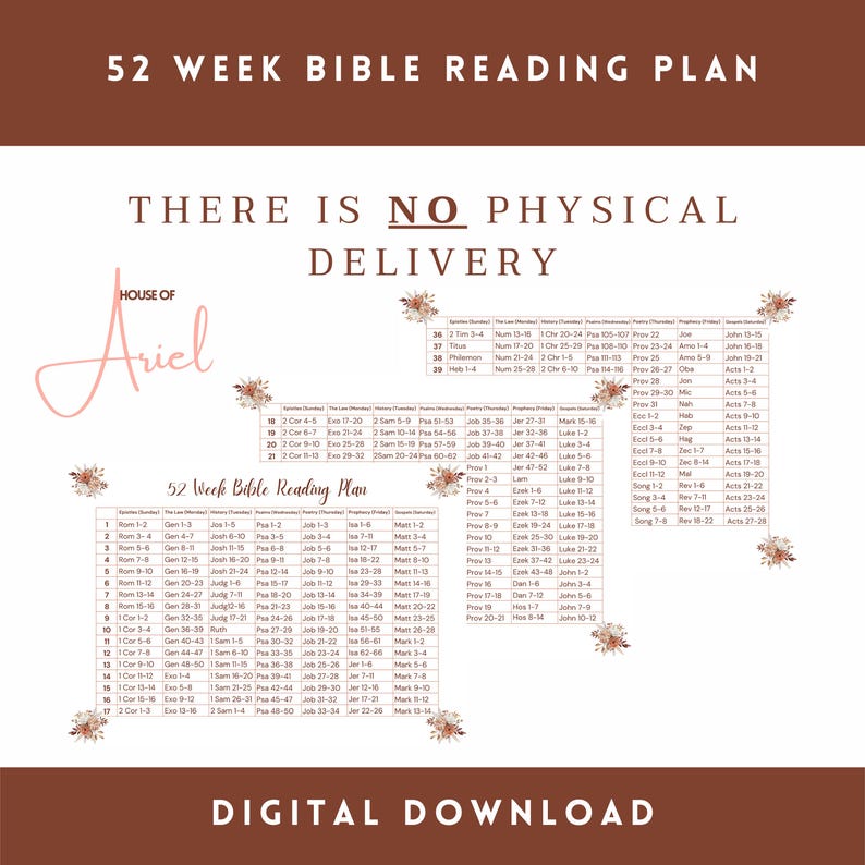 52-week Bible Reading Plan Printable | Weekly Guided Scripture Study ...