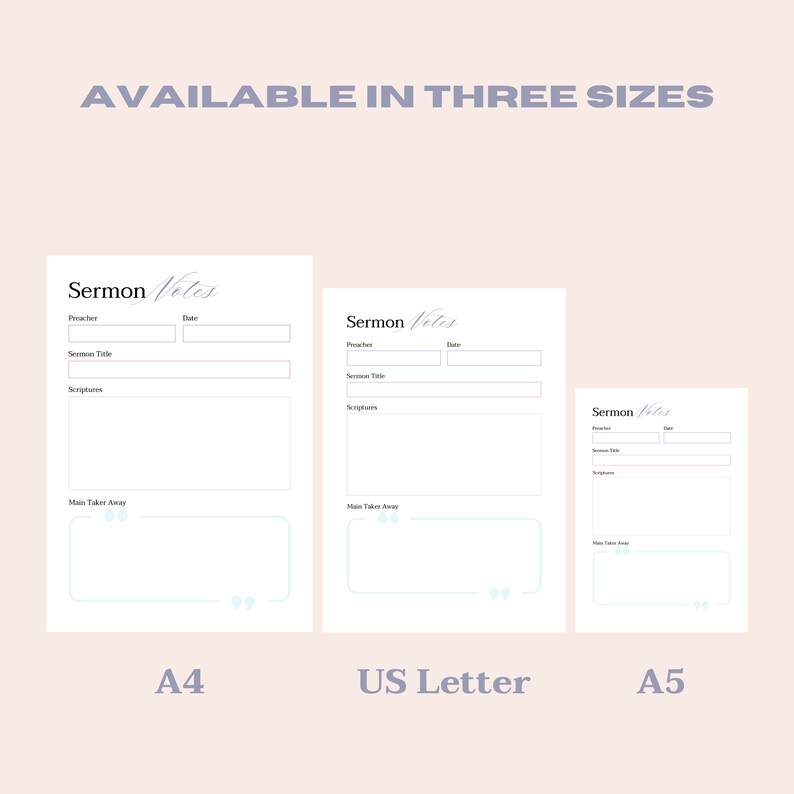 Printable Sermon Note - Etsy