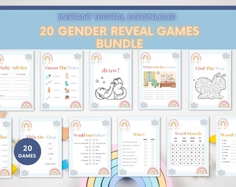 Gender Reveal Games Bundle, Gender Reveal Games, Gender Reveal Party Games, Blue Pink Gender ...