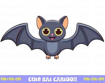 Funny Cartoon Bat PNG Vector Clipart, Halloween Clipart, Cute Bat ...