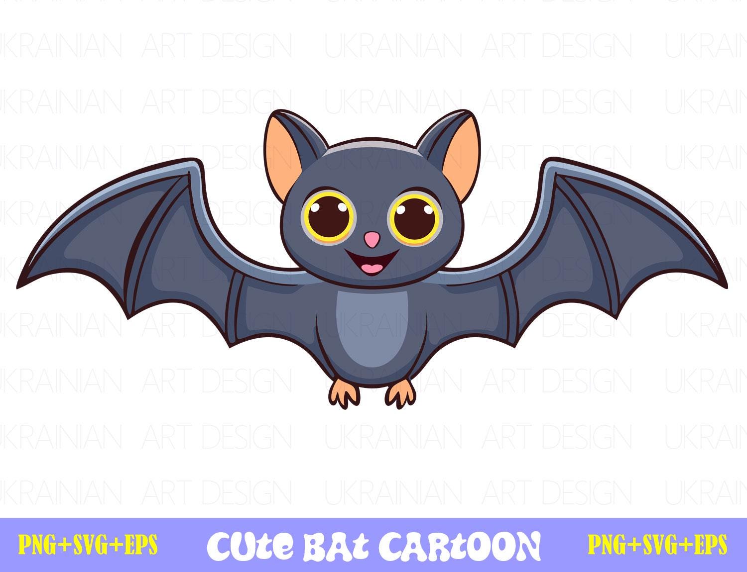 Cute Cartoon Bat PNG Vector Clipart, Halloween Clipart, Funny Bat ...