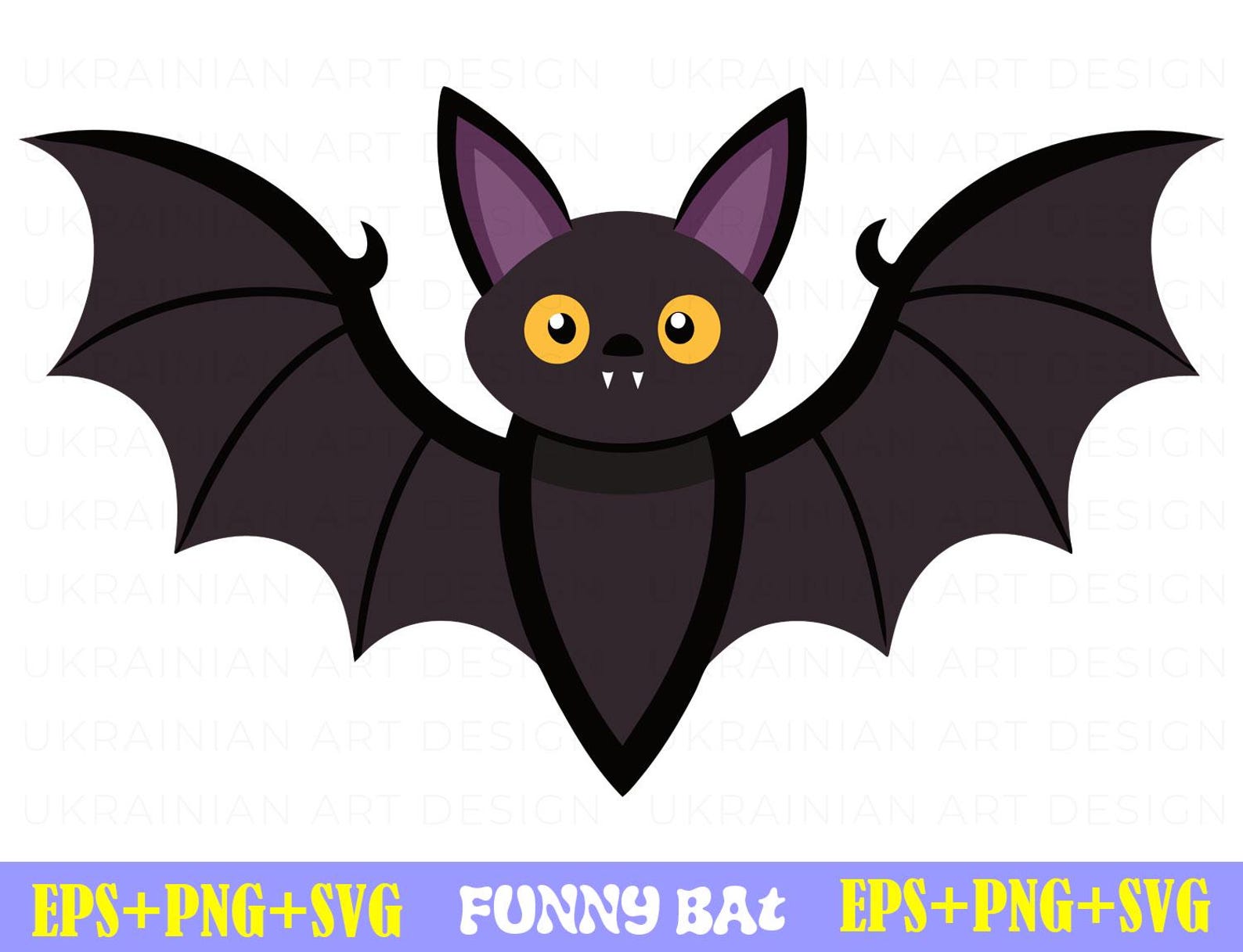 Funny Cute Bat SVG Vector Clipart, Halloween Clipart, Cute Bat Cartoon ...