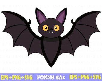 Funny Cartoon Bat PNG Vector Clipart, Halloween Clipart, Cute Bat ...