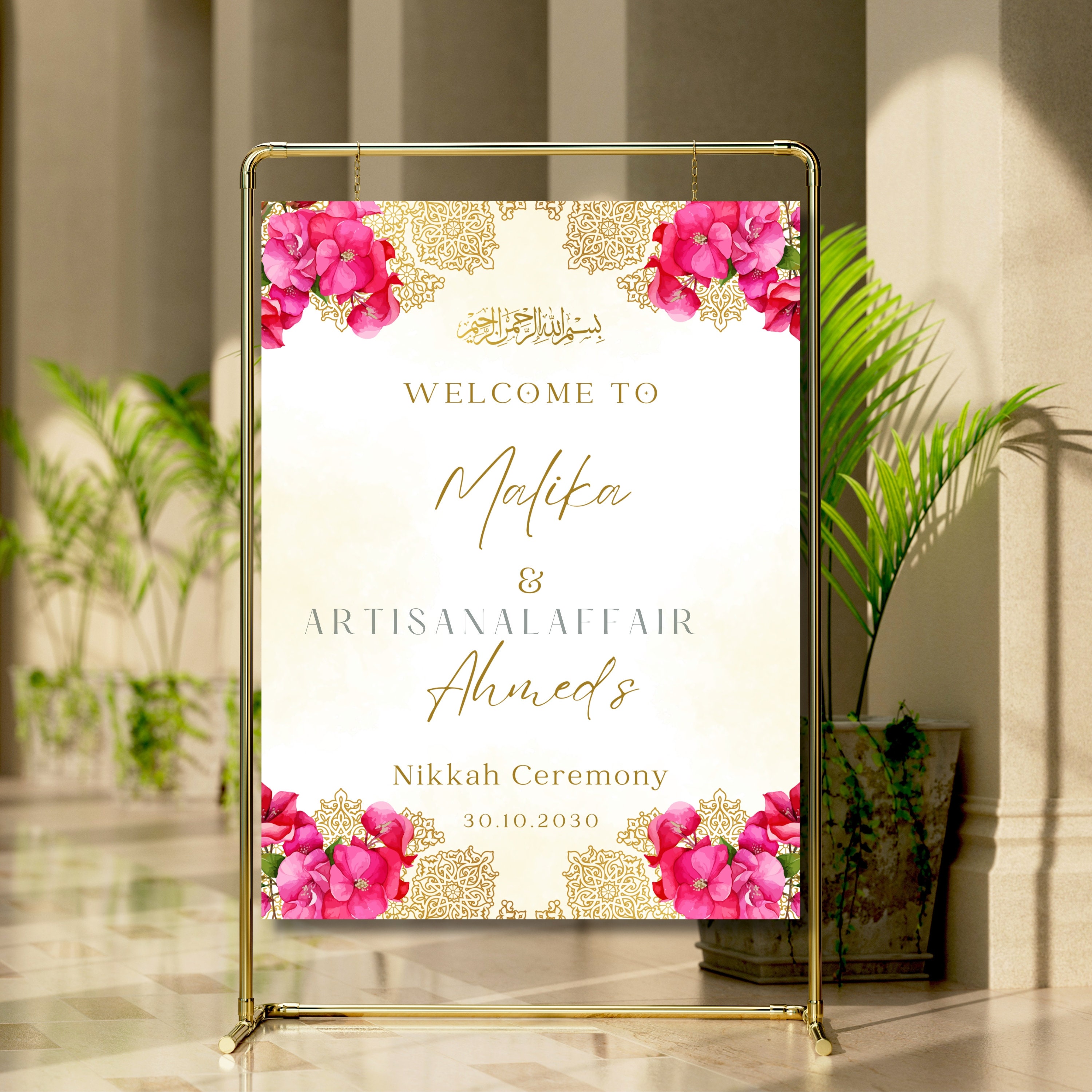 Elegant Muslim Wedding Welcome Sign Nikkah Welcome Sign Board Mandala ...