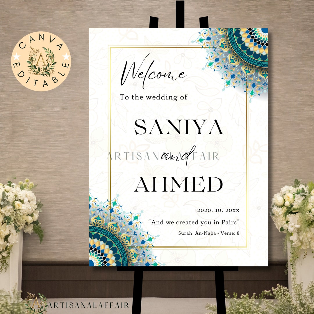 Muslim Wedding Welcome Sign Islamic Wedding Welcome Sign Digital ...