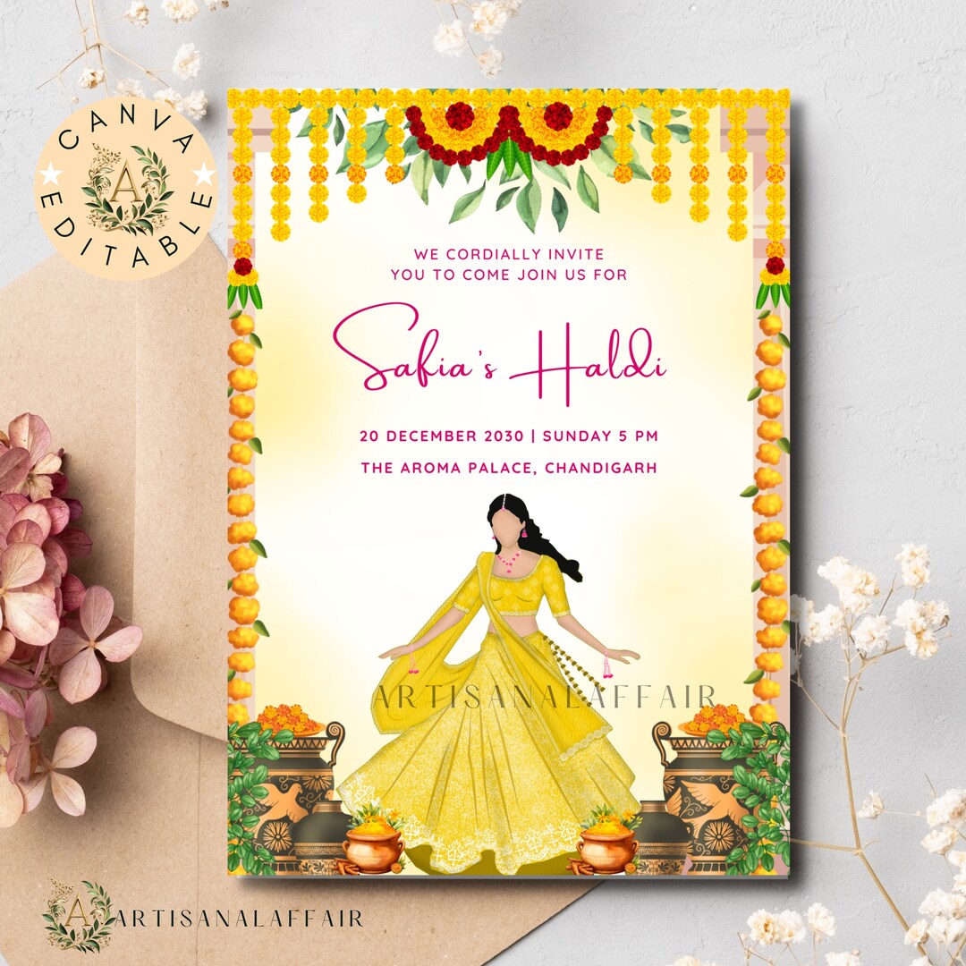 Colorful Haldi Invitation Template Mayian Invitation Card Mayoun ...