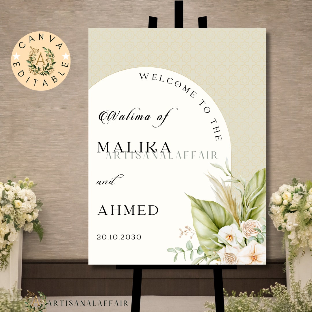 Boho Nikkah Welcome Sign Arch Nikah Welcome Poster Muslim Wedding ...