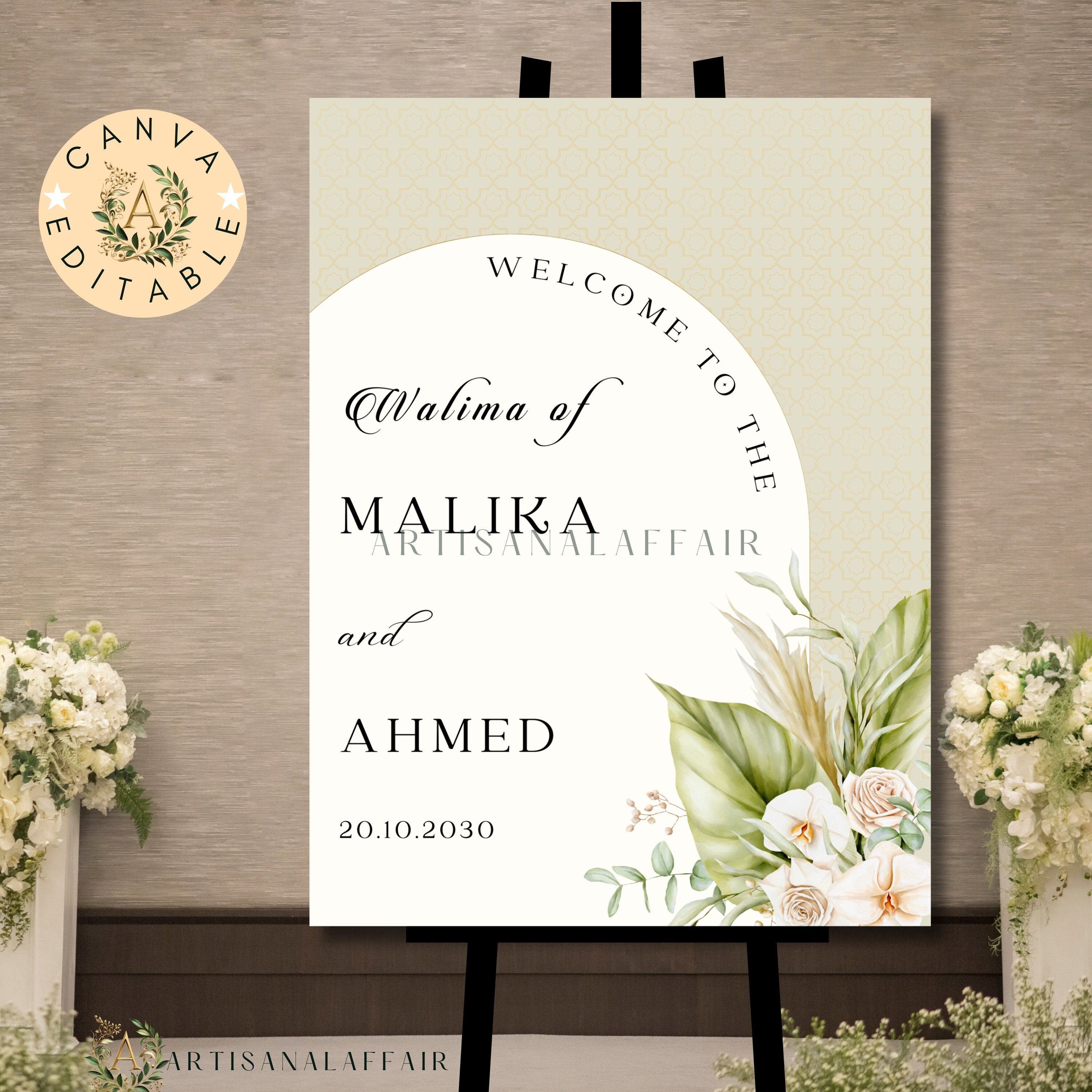 Boho Nikkah Welcome Sign Arch Nikah Welcome Poster Muslim Wedding ...