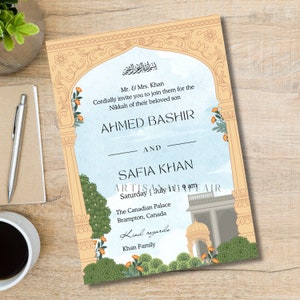 Mughal Nikkah Invitation Template Editable Nikkah Invitation Card ...